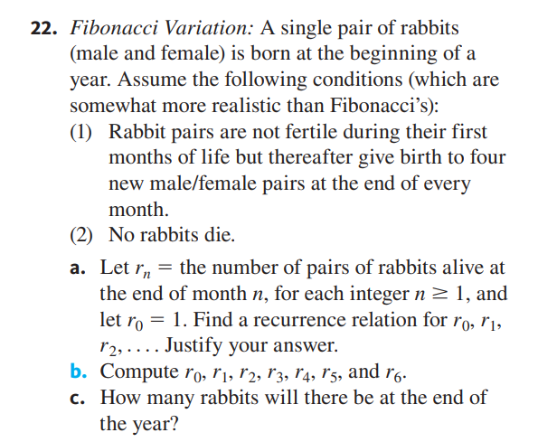 Solved 2 Fibonacci Variation A Single Pair Of Rabbits 