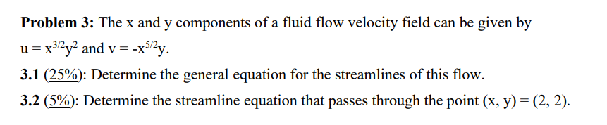 Solved Problem 3: The x ﻿and y ﻿components of a fluid flow | Chegg.com