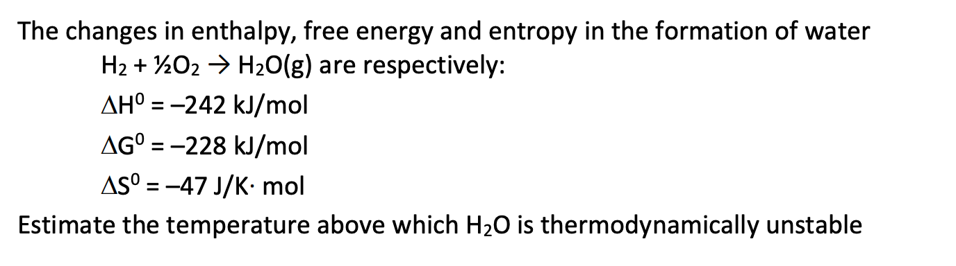 Solved The changes in enthalpy, free energy and entropy in | Chegg.com