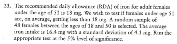 Solved 23. The recommended daily allowance (RDA) of iron for | Chegg.com