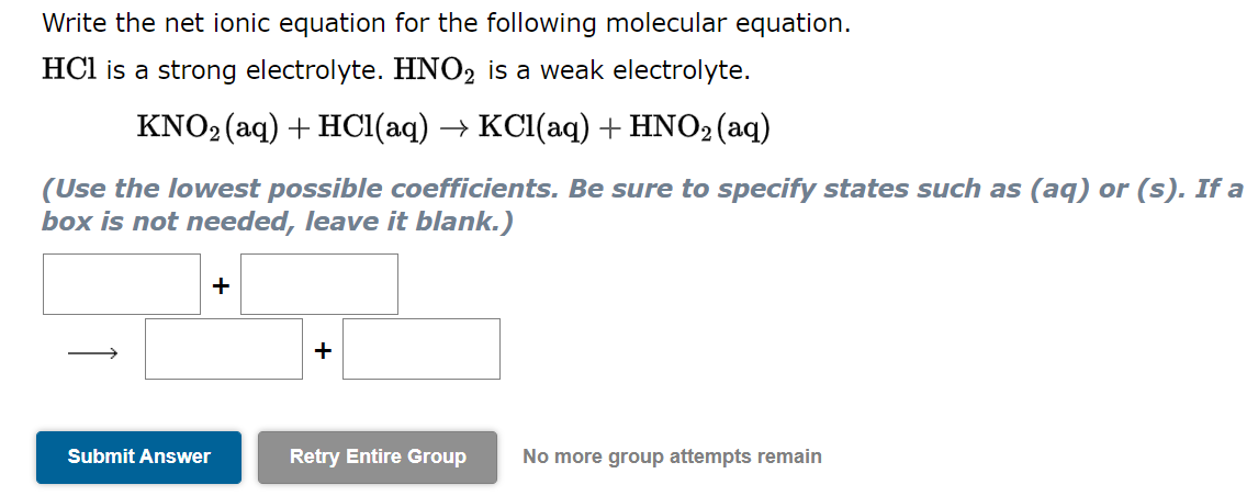 Solved Write the net ionic equation for the following | Chegg.com