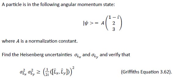 Solved A particle is in the following angular momentum | Chegg.com