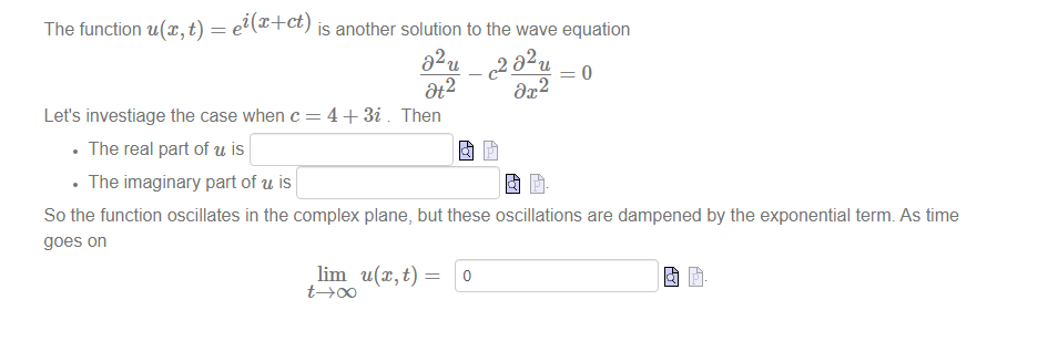 Solved The function u(x,t)=ei(x+ct) is another solution to | Chegg.com