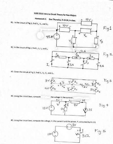 Solved ELEG 2315 ﻿Intro to Circuit Theory for | Chegg.com