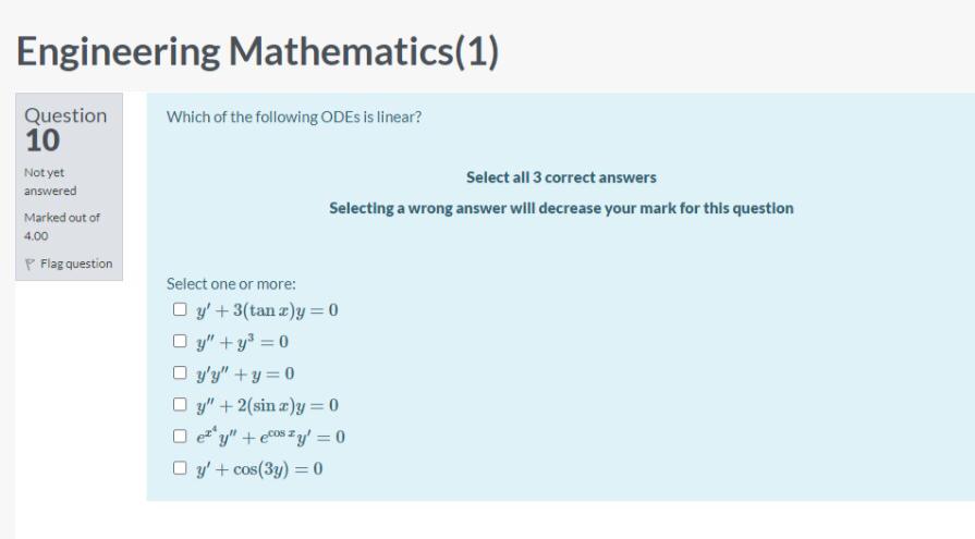 Solved Engineering Mathematics(1) Which of the following | Chegg.com