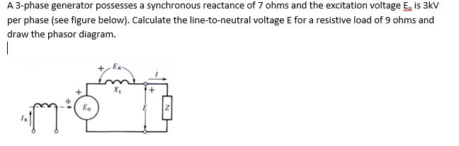 Solved A 3-phase generator possesses a synchronous reactance | Chegg.com