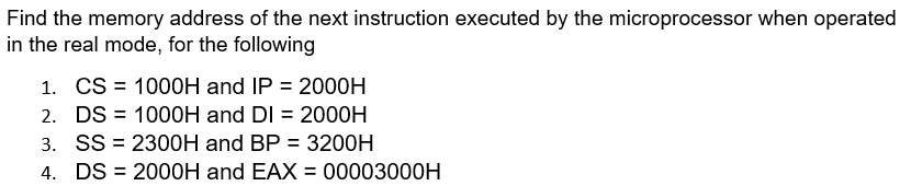 Solved Find The Memory Address Of The Next Instruction
