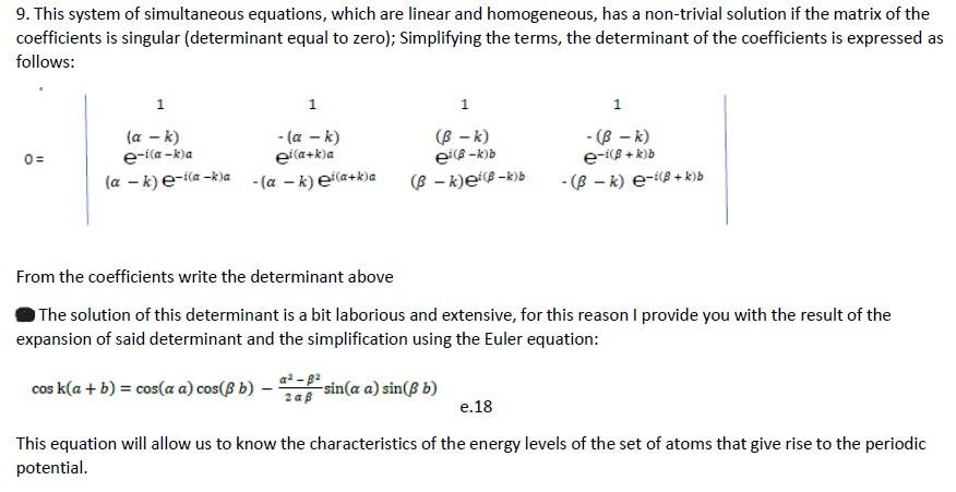 Solved 9. This system of simultaneous equations, which are | Chegg.com