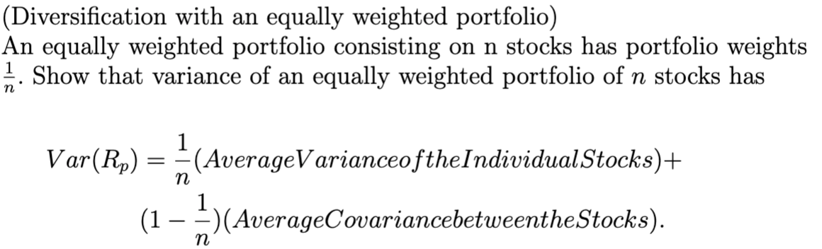 Solved (Diversification with an equally weighted portfolio) | Chegg.com