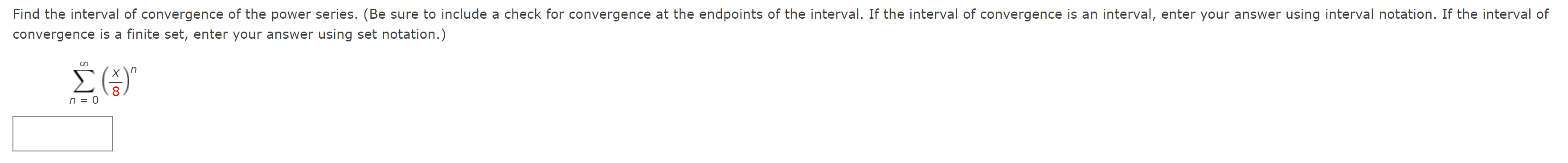 Solved convergence is a finite set, enter your answer using | Chegg.com