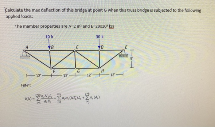 Solved Calculate the max deflection of this bridge at point | Chegg.com