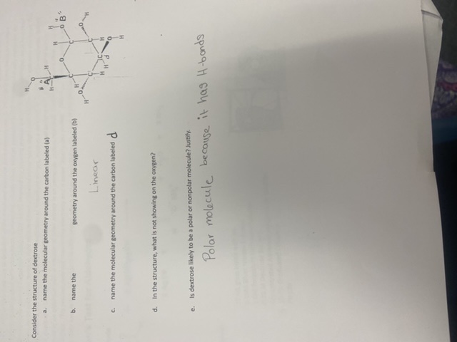 Solved Consider the structure of dextrose a. name the | Chegg.com
