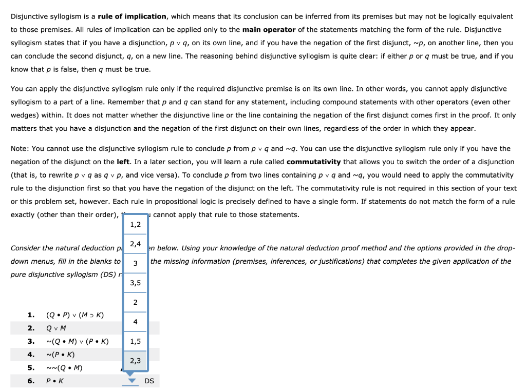 Solved Disjunctive syllogism is a rule of implication, which | Chegg.com