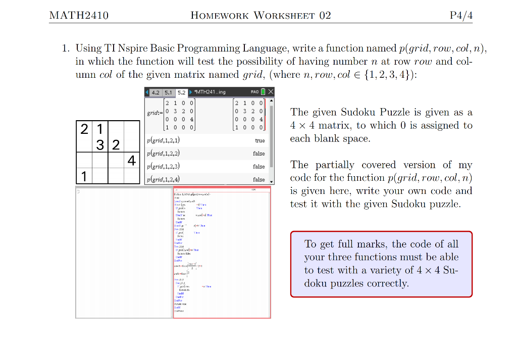 Solved MATH2410 HOMEWORK WORKSHEET 02 P4/4 1. Using TI | Chegg.com