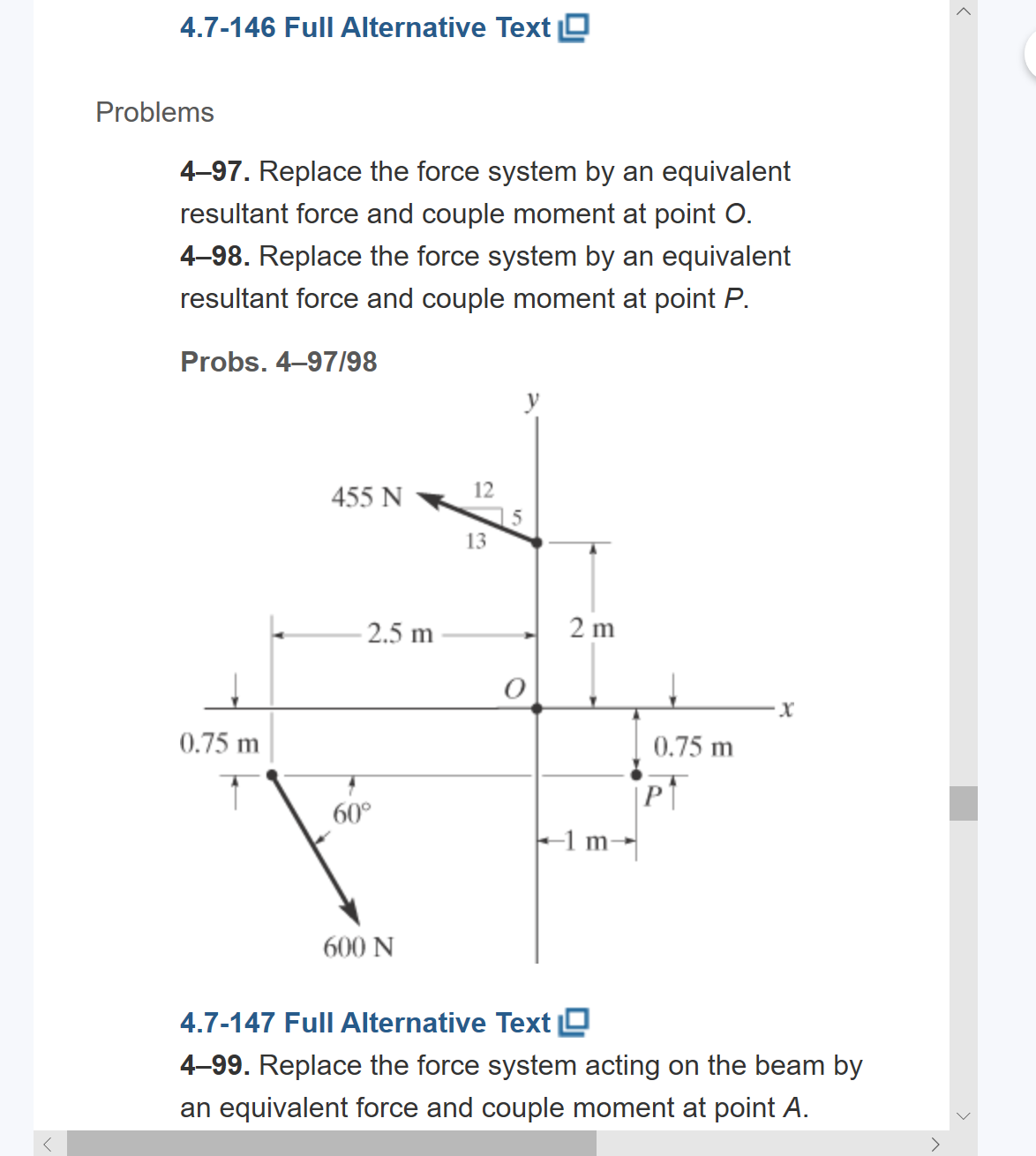 Solved Problems 4-97. Replace the force system by an | Chegg.com