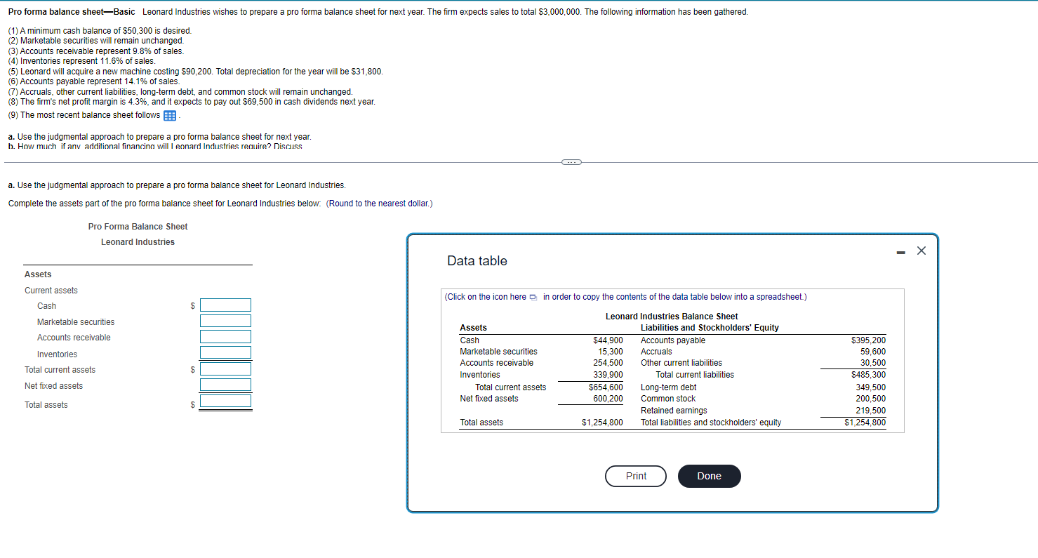 (1) A minimum cash balance of $50,300 is desired. (2) | Chegg.com