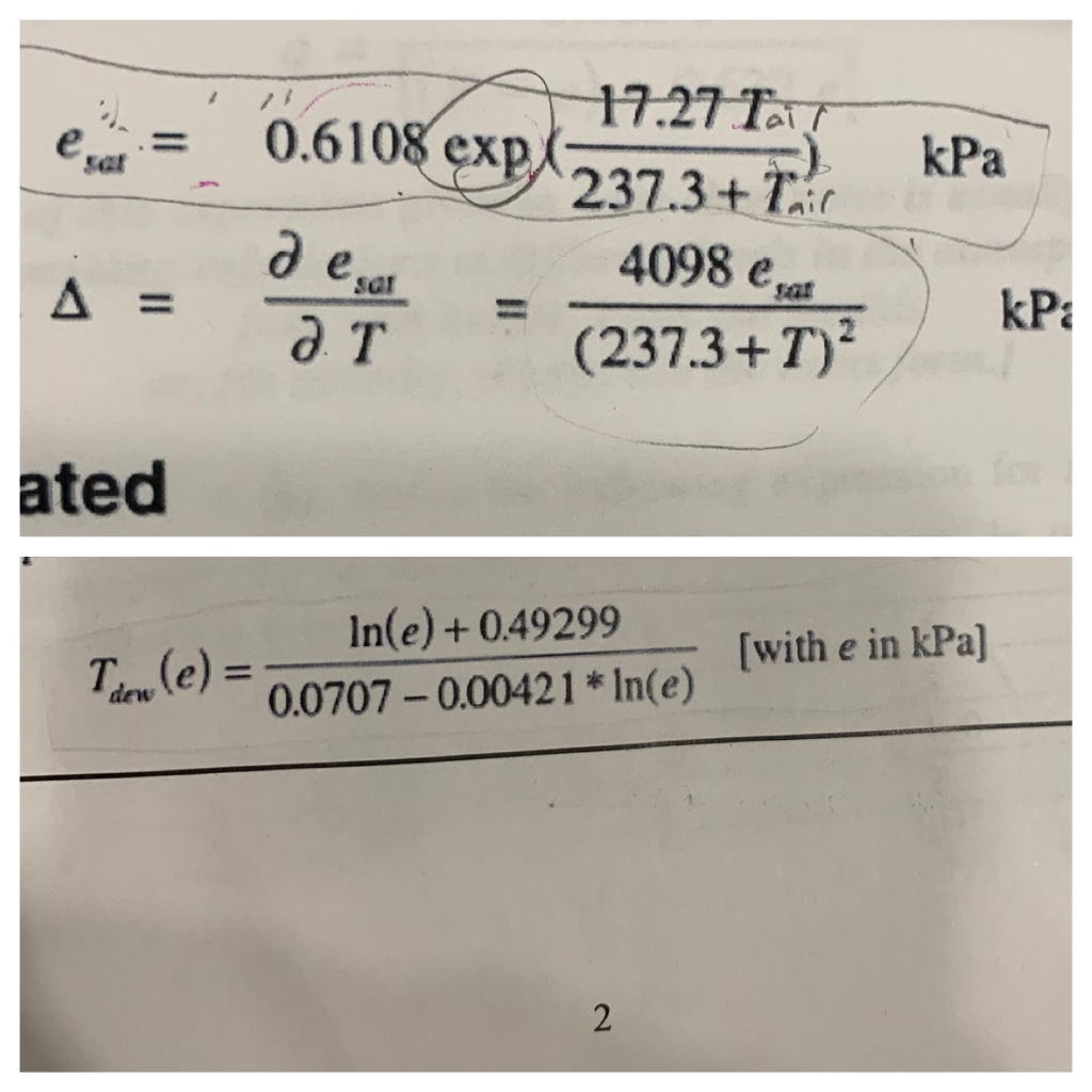 Solved How do we derive dew point temp shown above as Tdew | Chegg.com