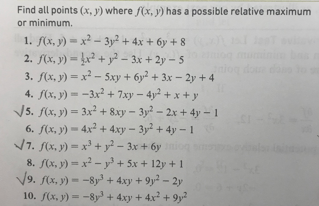 Solved Find all points (x, y) where f(x, y) has a possible | Chegg.com Solved Find all points (x, y) where f(x, y) has a possible | Chegg.com
