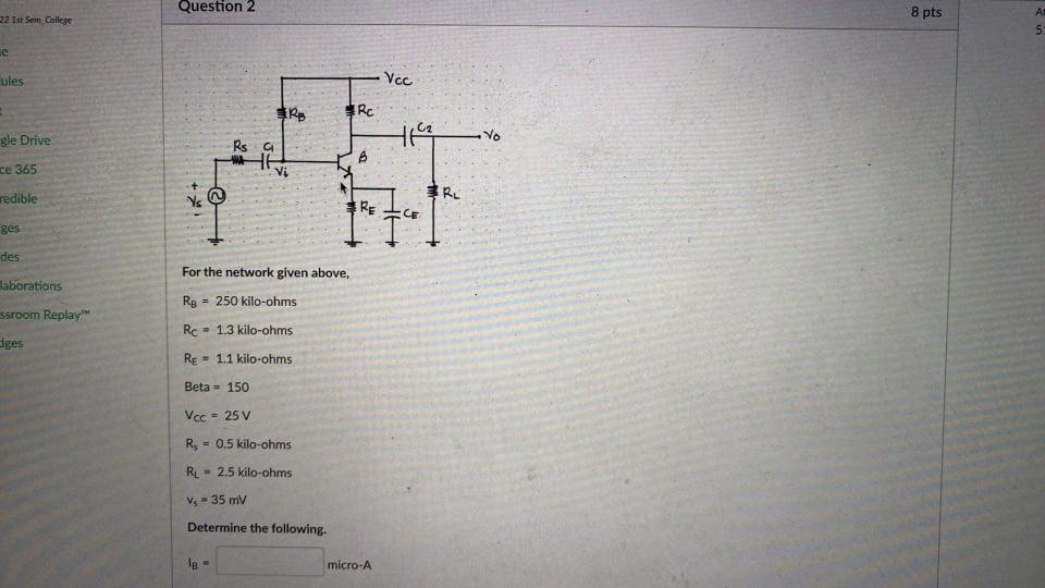 Solved Find the value for IB=? IC=? IE=? | Chegg.com