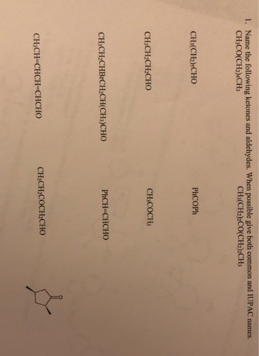 Solved 1. Name the following ketones and aldehydes. When | Chegg.com