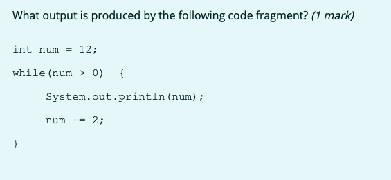 Solved What Output Is Produced By The Following Code 