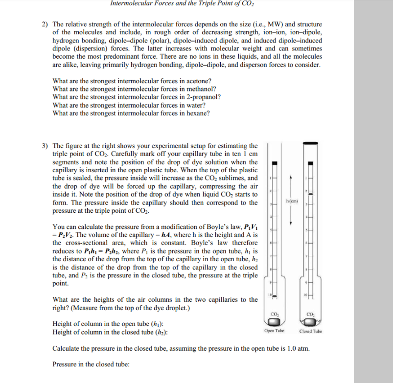 Solved Intermolecular Forces and the Triple Point of CO2 2) | Chegg.com