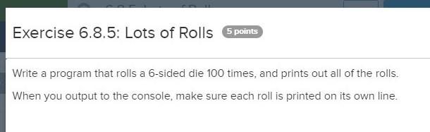 Solved Exercise 6.8.7: Chart of Lots of Rolls 5 points Let's | Chegg.com