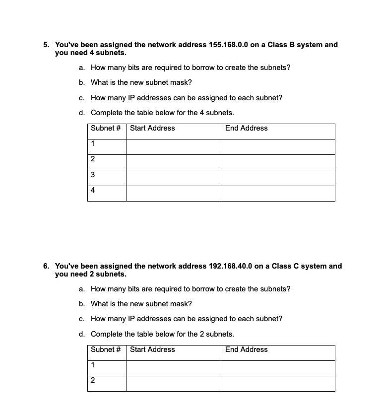 Solved IP Address Classes Address 1st octet 1st octet bits | Chegg.com