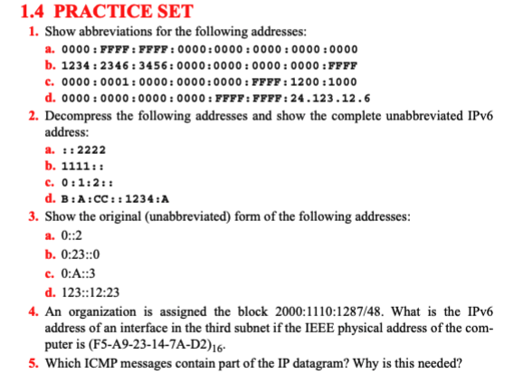 1. Show abbreviations for the following addresses: a. | Chegg.com