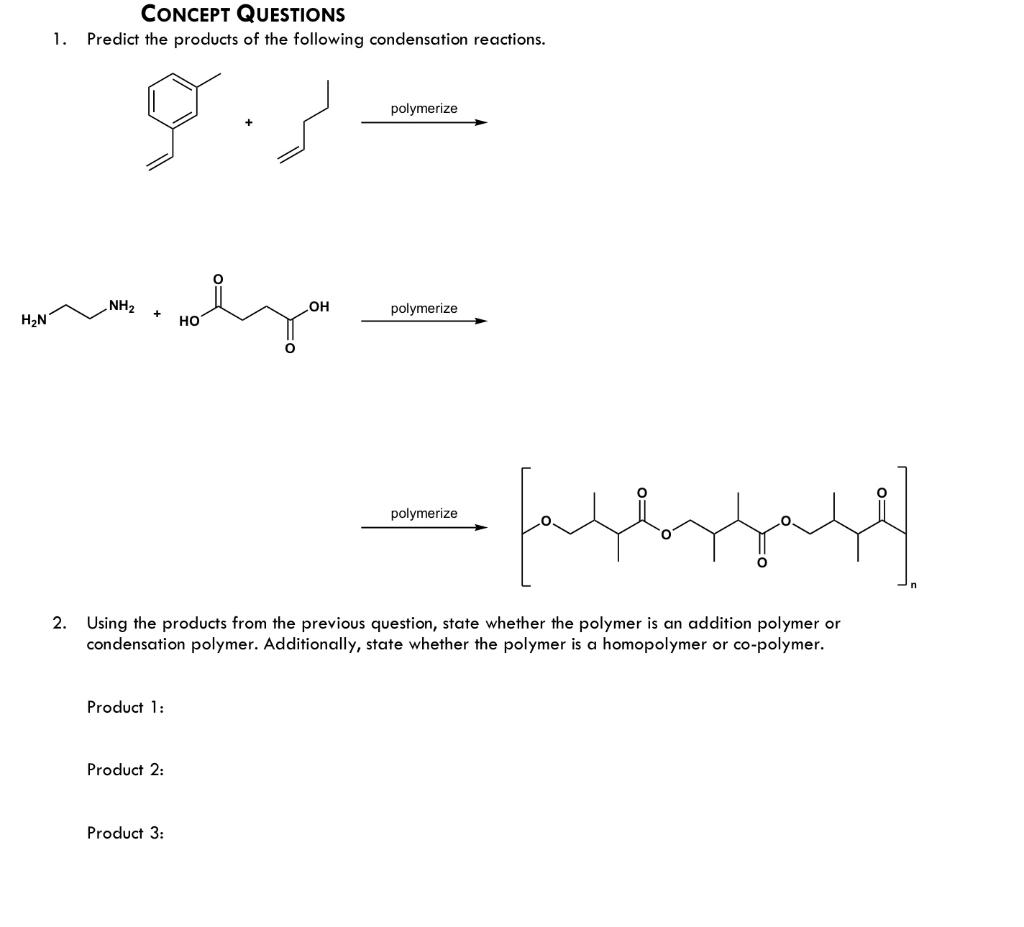 Solved CONCEPT QUESTIONS 1. Predict the products of the | Chegg.com