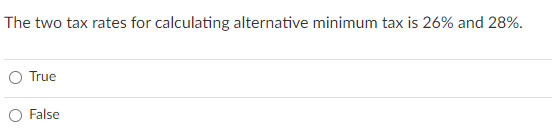 Solved The two tax rates for calculating alternative minimum | Chegg.com