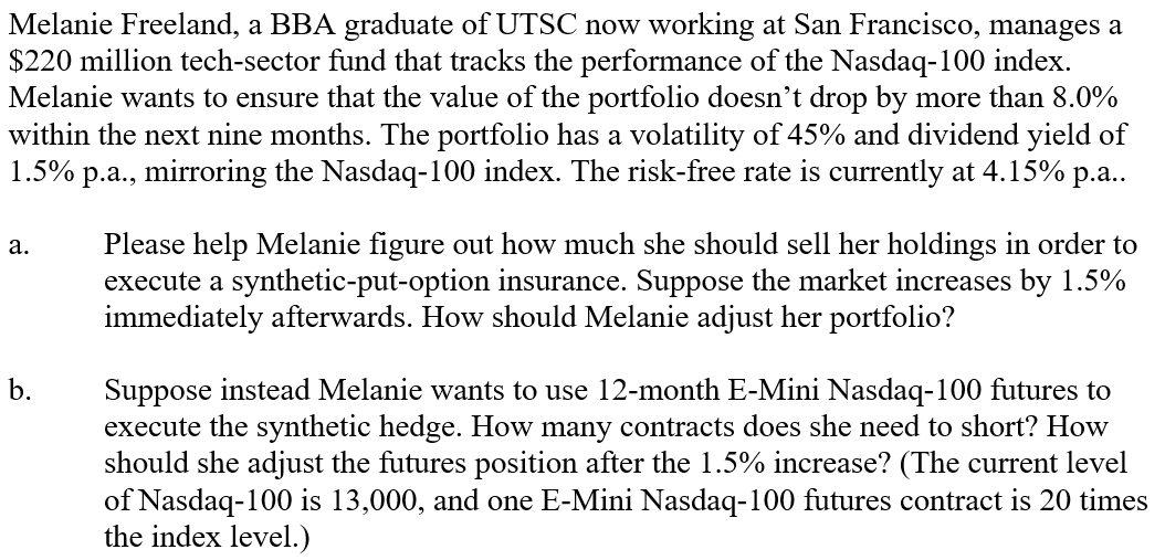 Solved Melanie Freeland, a BBA graduate of UTSC now working | Chegg.com