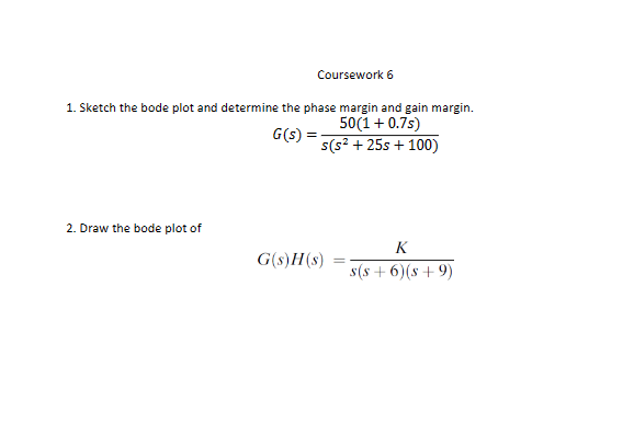 Solved 1. Sketch the bode plot and determine the phase | Chegg.com