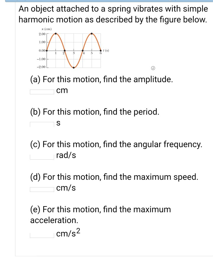 Solved An object attached to a spring vibrates with simple | Chegg.com