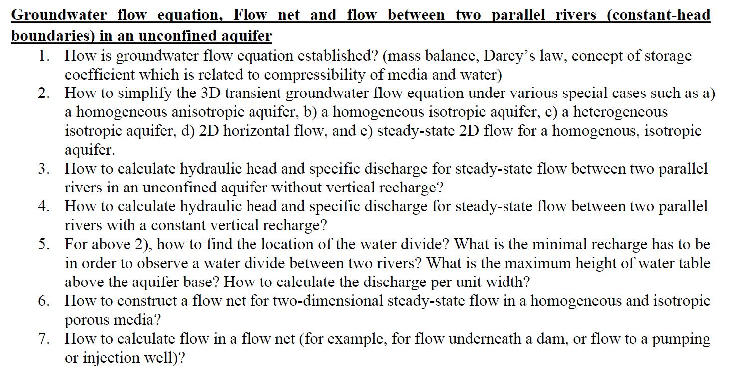 Solved Groundwater flow equation, Flow net and flow between | Chegg.com