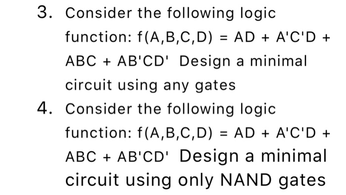 Solved 3. Consider the following logic function: f (A,B,C, | Chegg.com