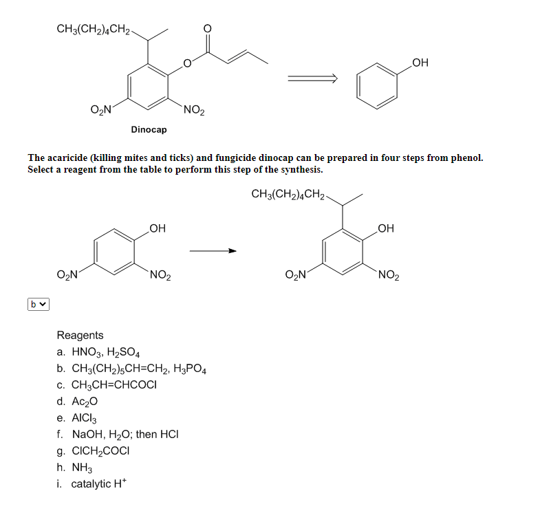 Solved CH3(CH2), CH2 OH ملی ON NO2 Dinocap The acaricide | Chegg.com