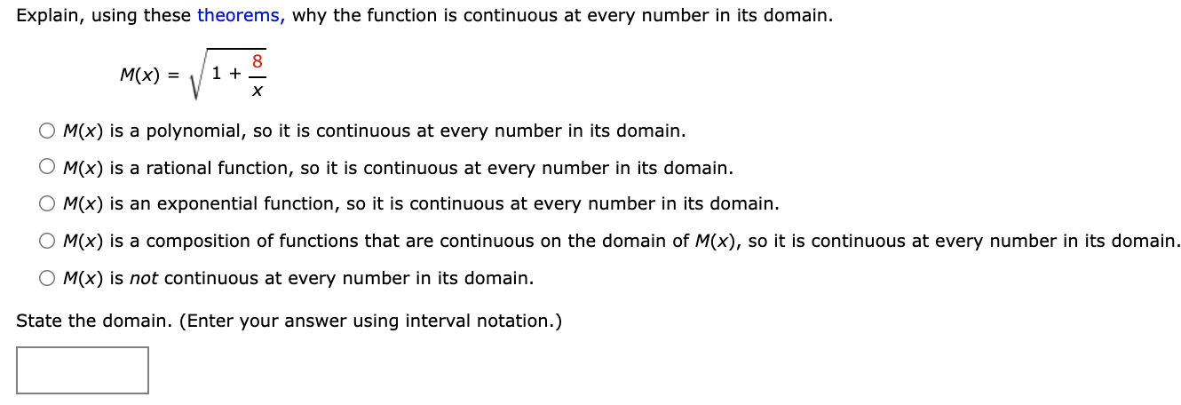 Solved Explain, using these theorems, why the function is | Chegg.com