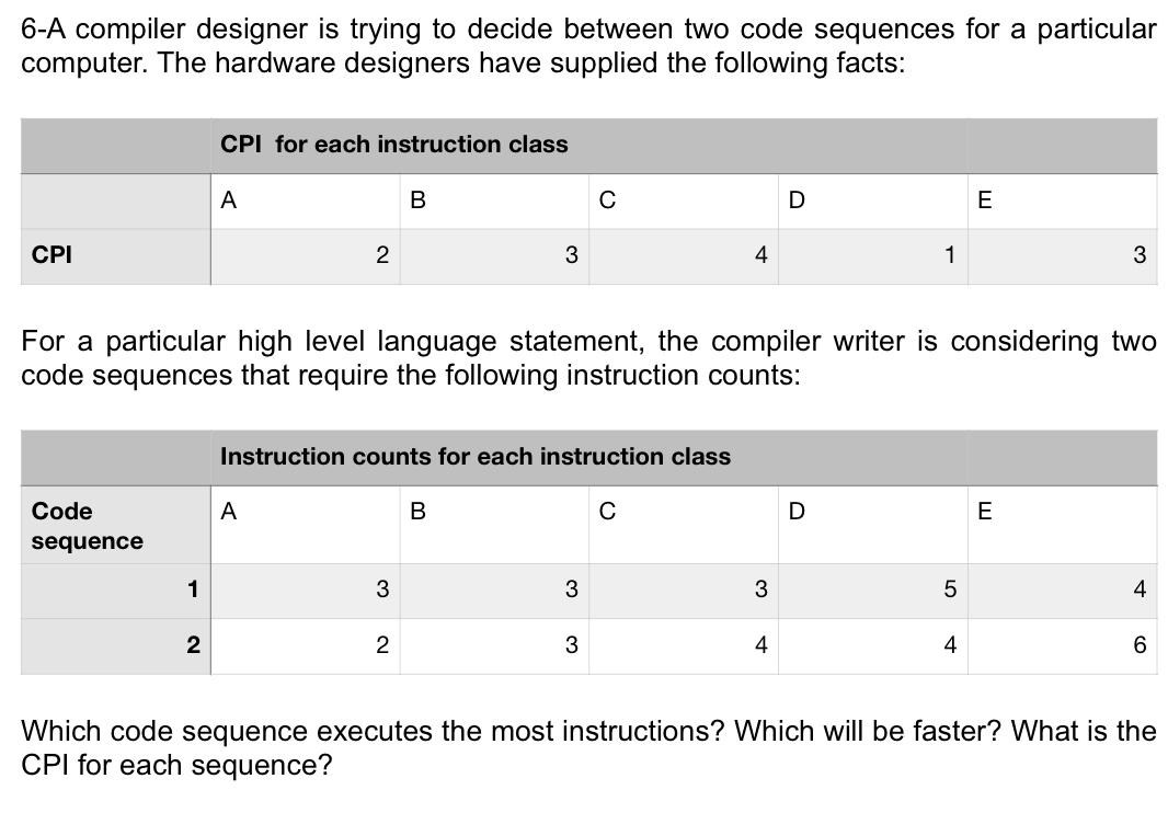 Solved 6-A compiler designer is trying to decide between two | Chegg.com