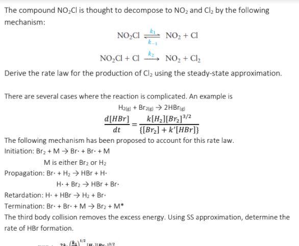 Solved The compound NO2Cl is thought to decompose to NO and | Chegg.com