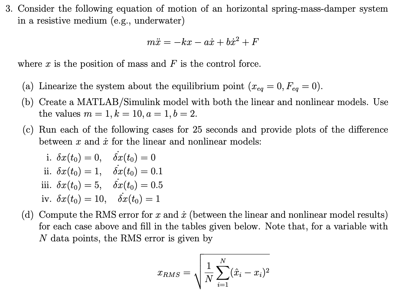Solved 3. Consider the following equation of motion of an | Chegg.com