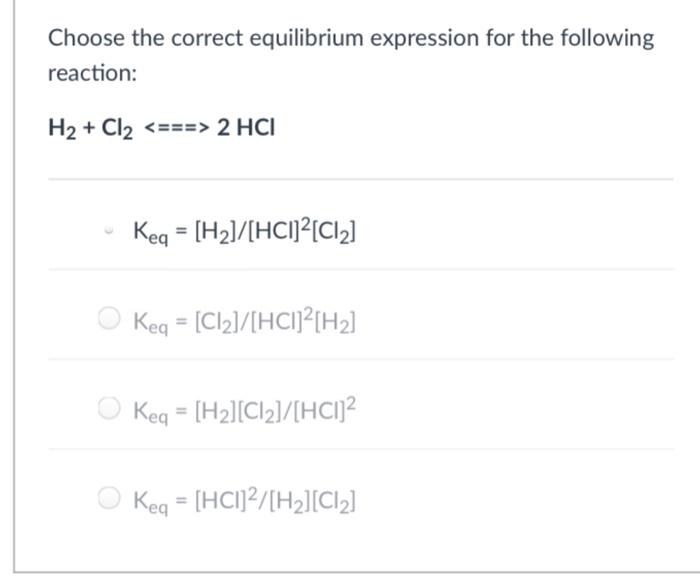 Solved Choose the correct equilibrium expression for the | Chegg.com