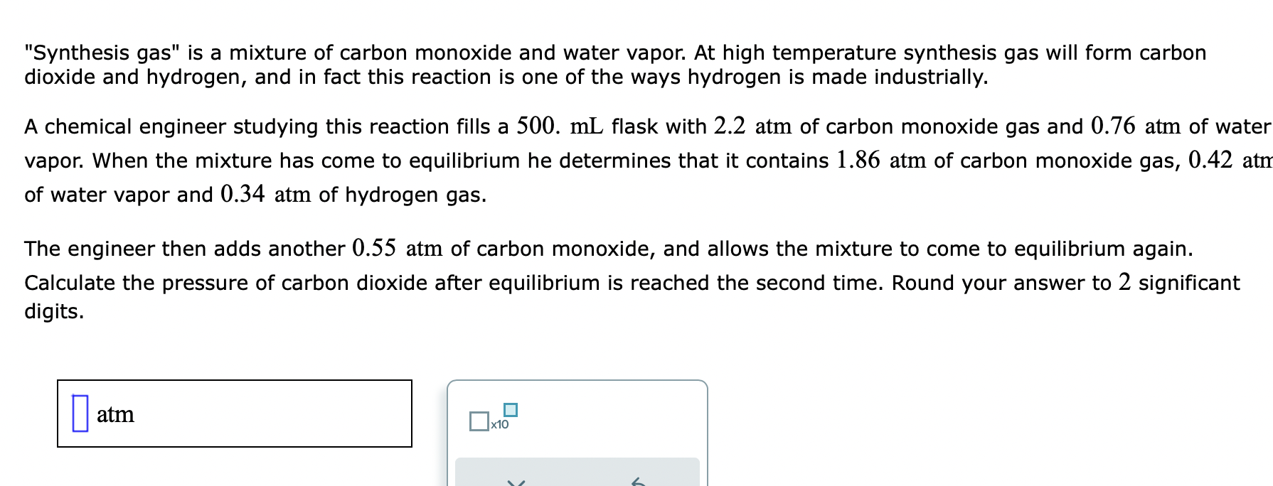 Solved "Synthesis gas" is a mixture of carbon monoxide and | Chegg.com