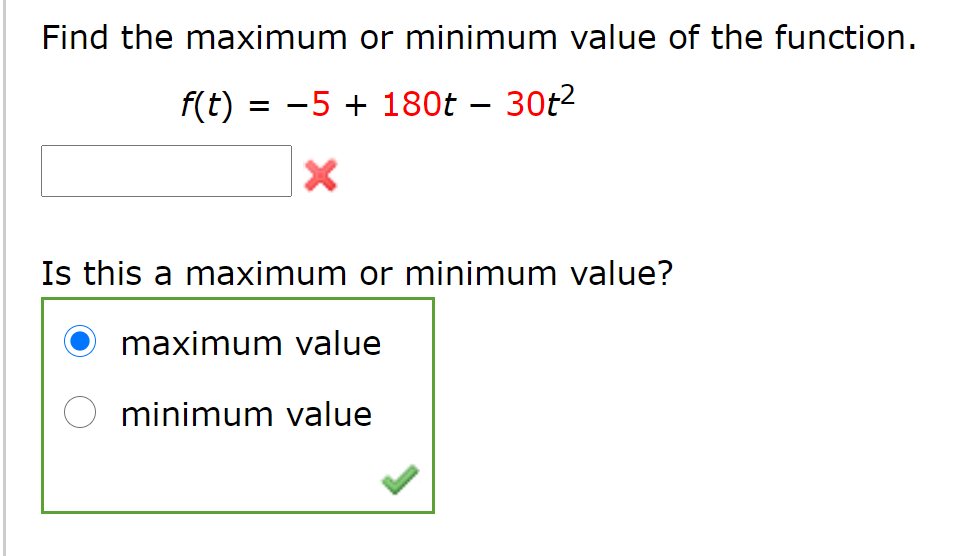 Solved Find the maximum or minimum value of the function. | Chegg.com