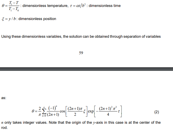 Solved θ=T1-TT1-T0: dimensionless temperature, τ=αtb2: | Chegg.com