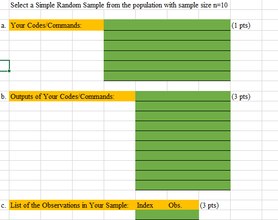 Solved Select a Simple Random Sample from the population | Chegg.com