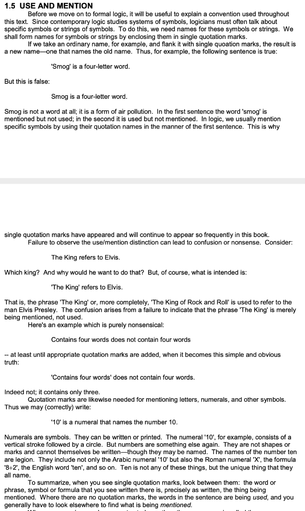 Solved Using quotation marks according to the use/mention | Chegg.com