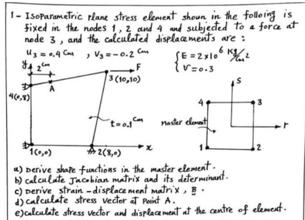 Solved node 3, 1 - Isoparametric plane stress element shown | Chegg.com