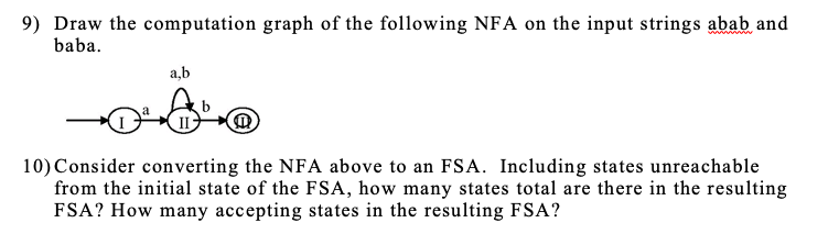 9) Draw the computation graph of the following NFA on | Chegg.com