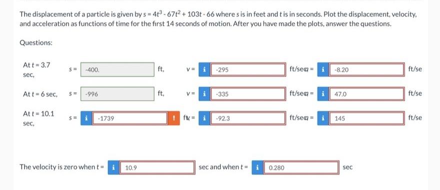 Solved The displacement of a particle is given by | Chegg.com